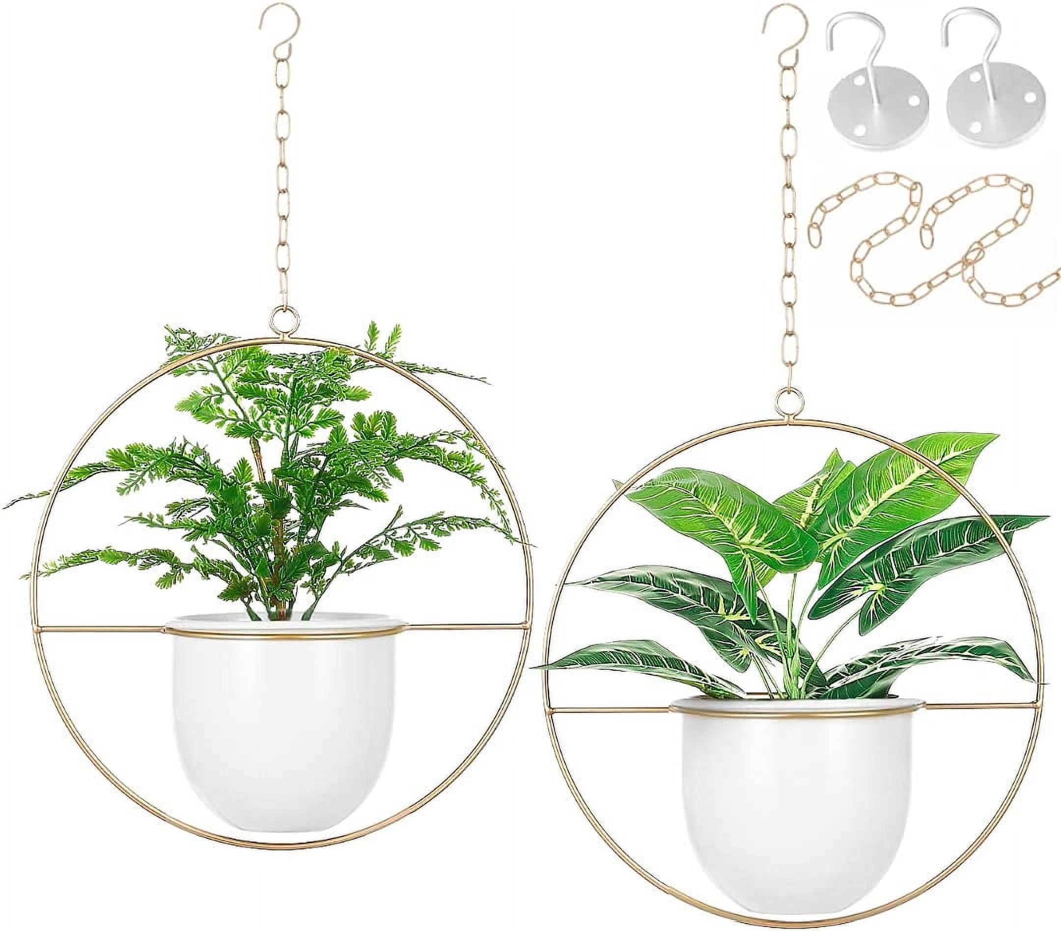 2 Pack Hanging Planters for Indoor Plants with 5.5" Pot + Ceiling Hook ...