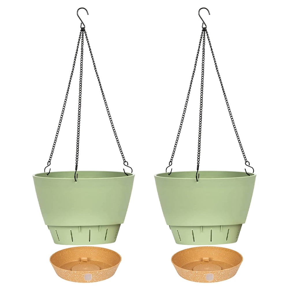 2 Pack Hanging Planters Set,10 Inch Hanging Planters for Indoor Outdoor ...