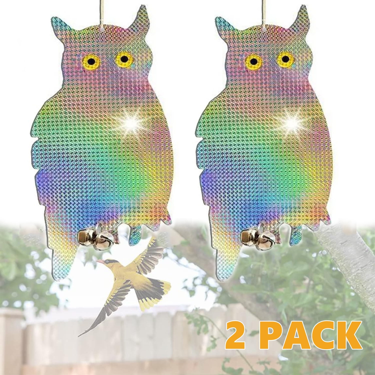 Hanging Owl Decoy, DIDADI Owl Decoys to Scare Birds Away with Bells, Bird Deterrents for Outside ...