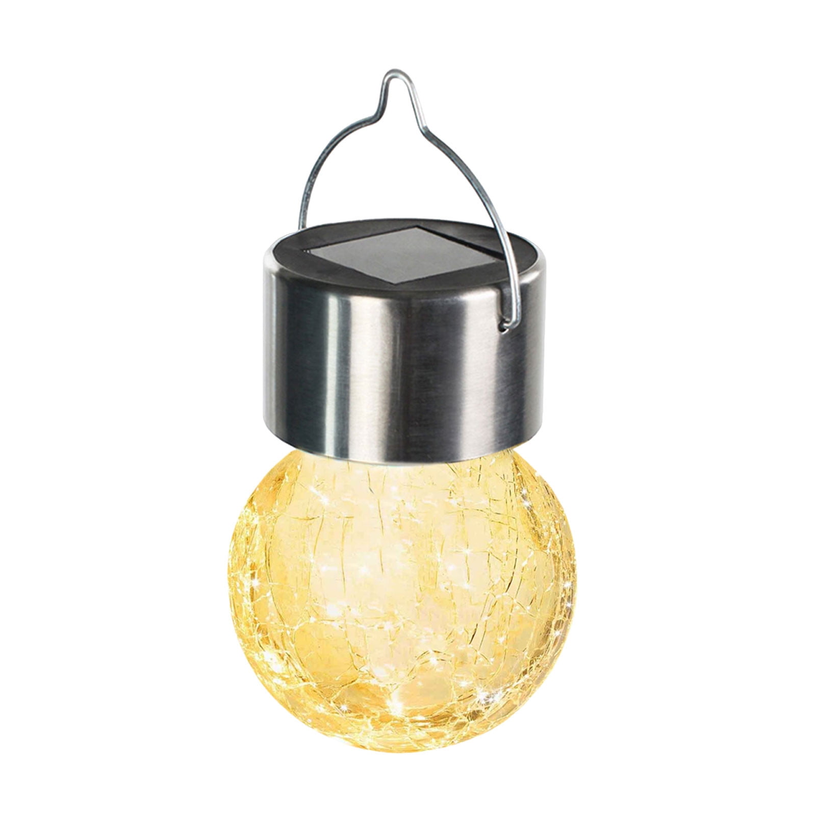 2 Pack Hanging Solar Lights, Decorative Cracked LED Glass Ball Light ...