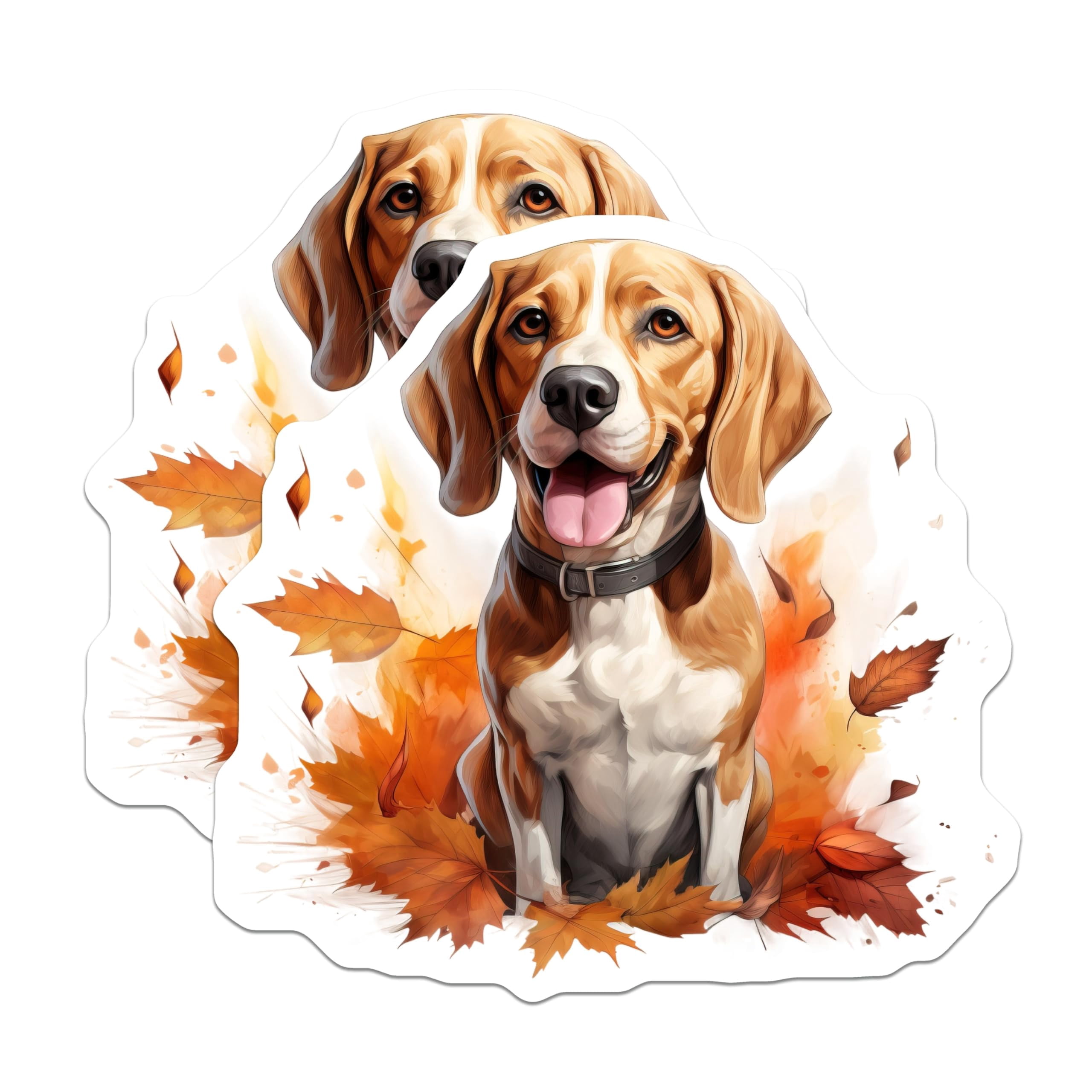 (2 Pack) Happy Beagle Dog Magnets - Autumn Fall Leaves Decor - Cute Pet ...