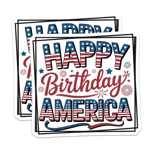 (2 Pack) Happy Birthday America Stickers - Fourth of July Decor ...