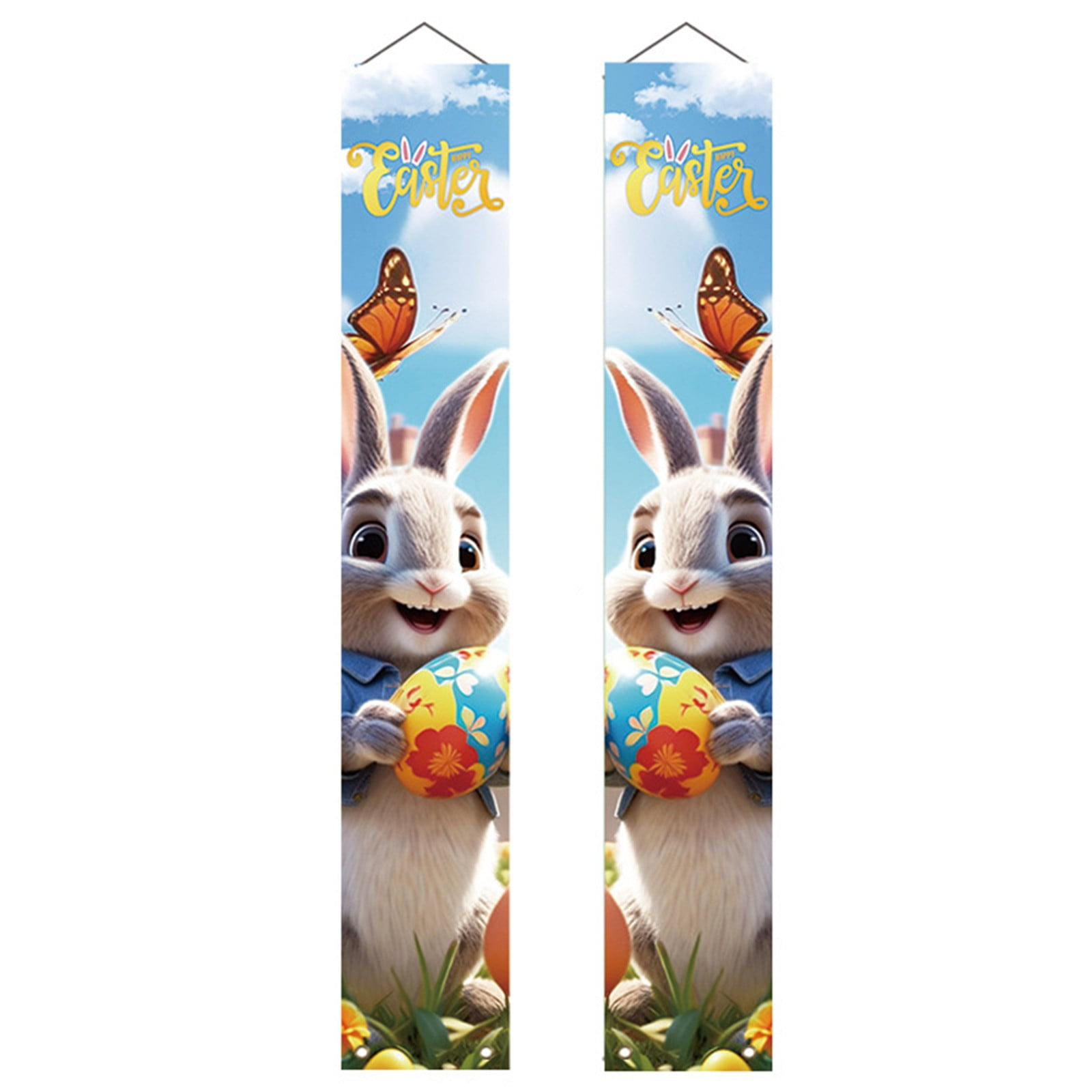 2 Pack Happy Easter Decorations Banner Bunny Colorful Cartoon Easter ...