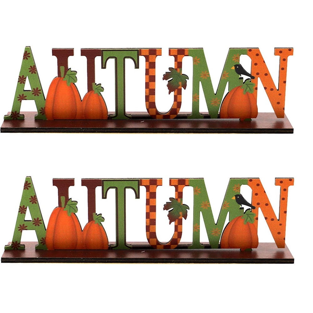 2 Pack Happy Halloween Wooden Centerpiece Signs Halloween Table ...