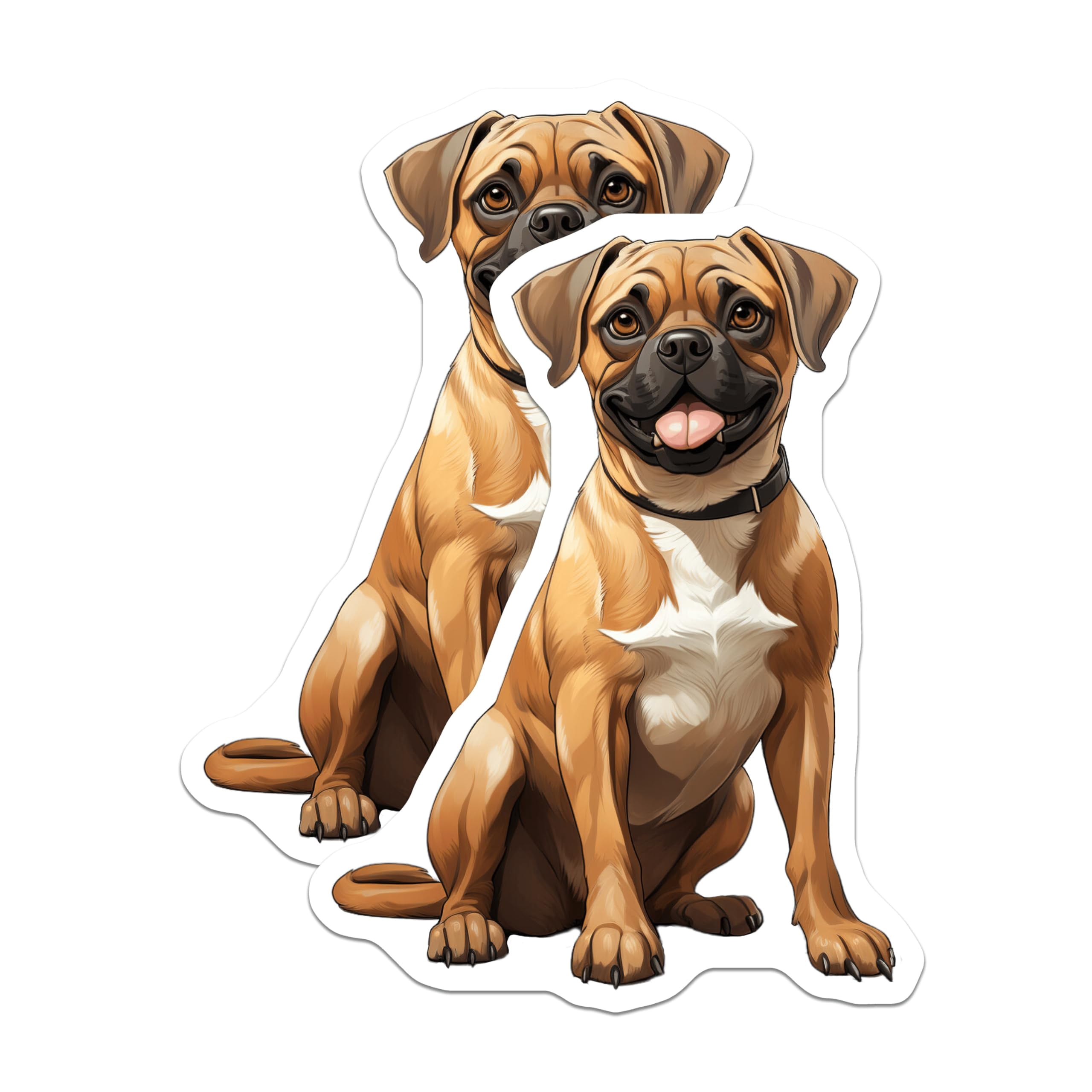 (2 Pack) Happy Puggle Dog Stickers - Cute Puppy Pet Decals - Animal ...
