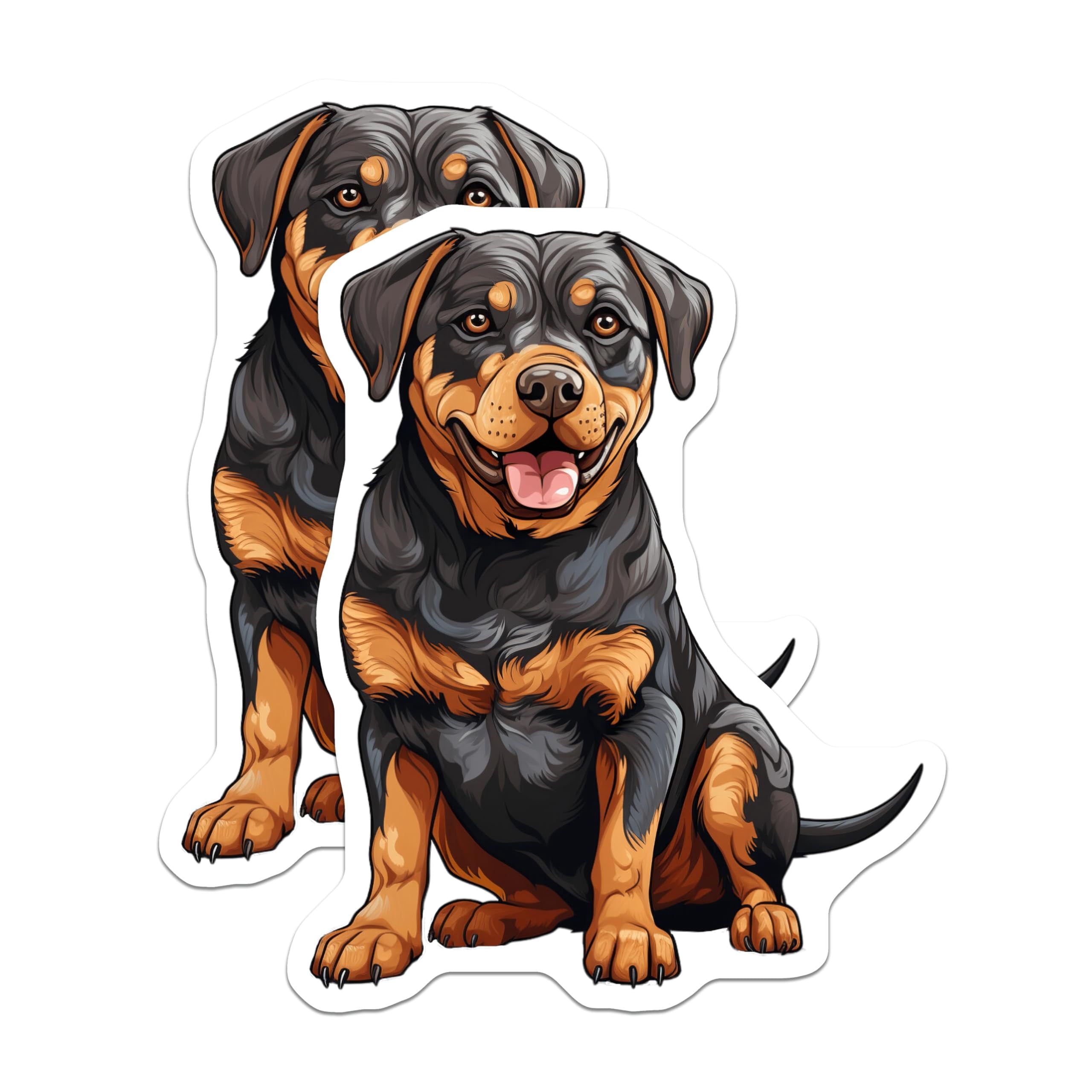 (2 Pack) Happy Rottweiler Stickers - Smiling Rottie Dog Lover - Pet ...