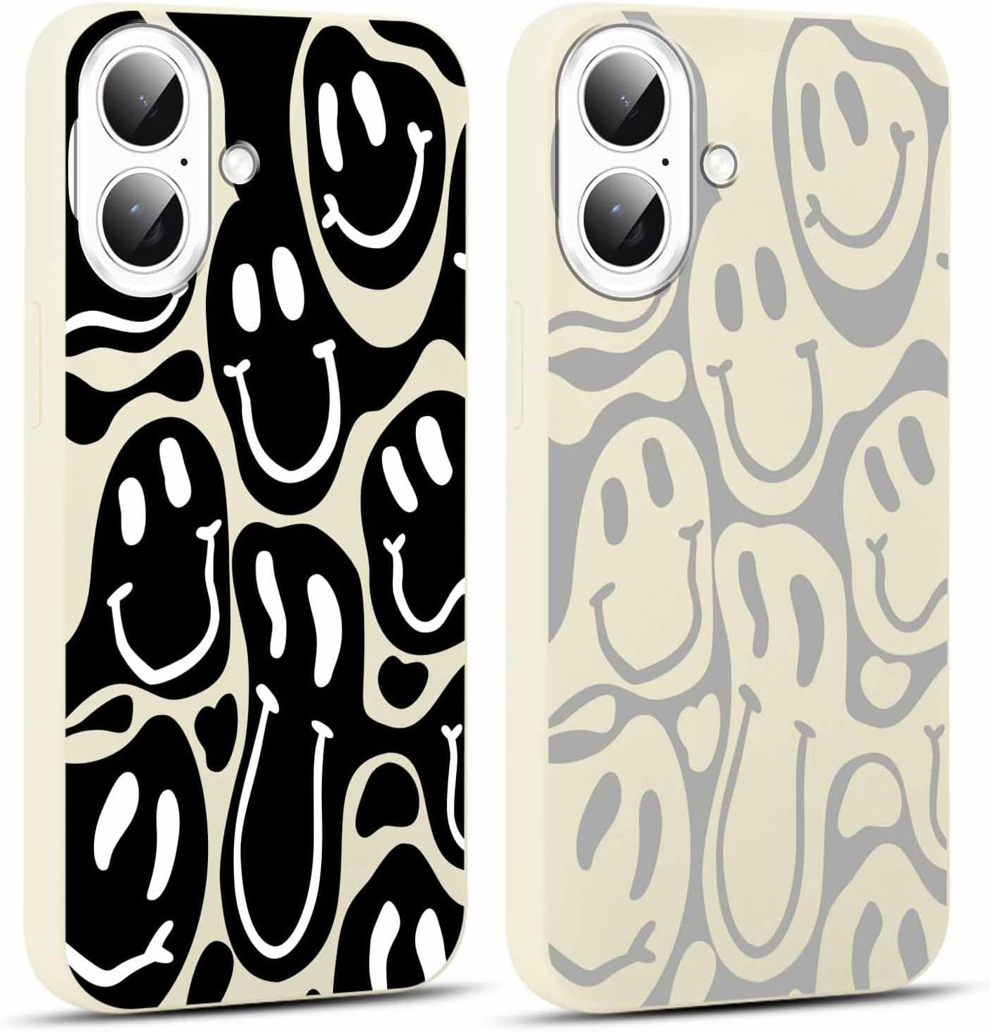 2 Pack Happy Smiles Face for iPhone 16 6.1" Phone Case, Aesthetic Cute ...