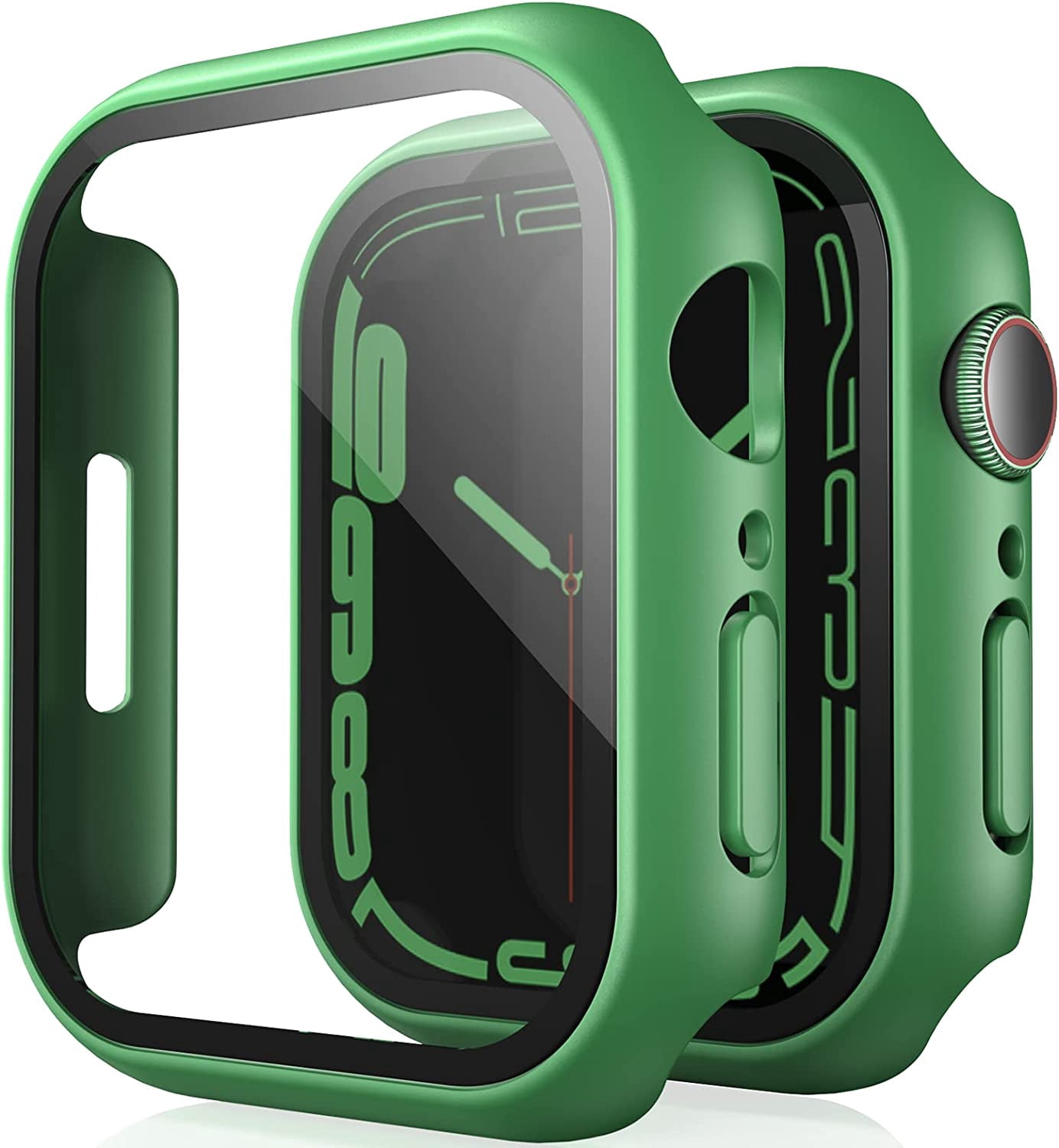 2 Pack Hard Case Compatible for Apple Watch Series 7/8 45mm Built in 9H ...