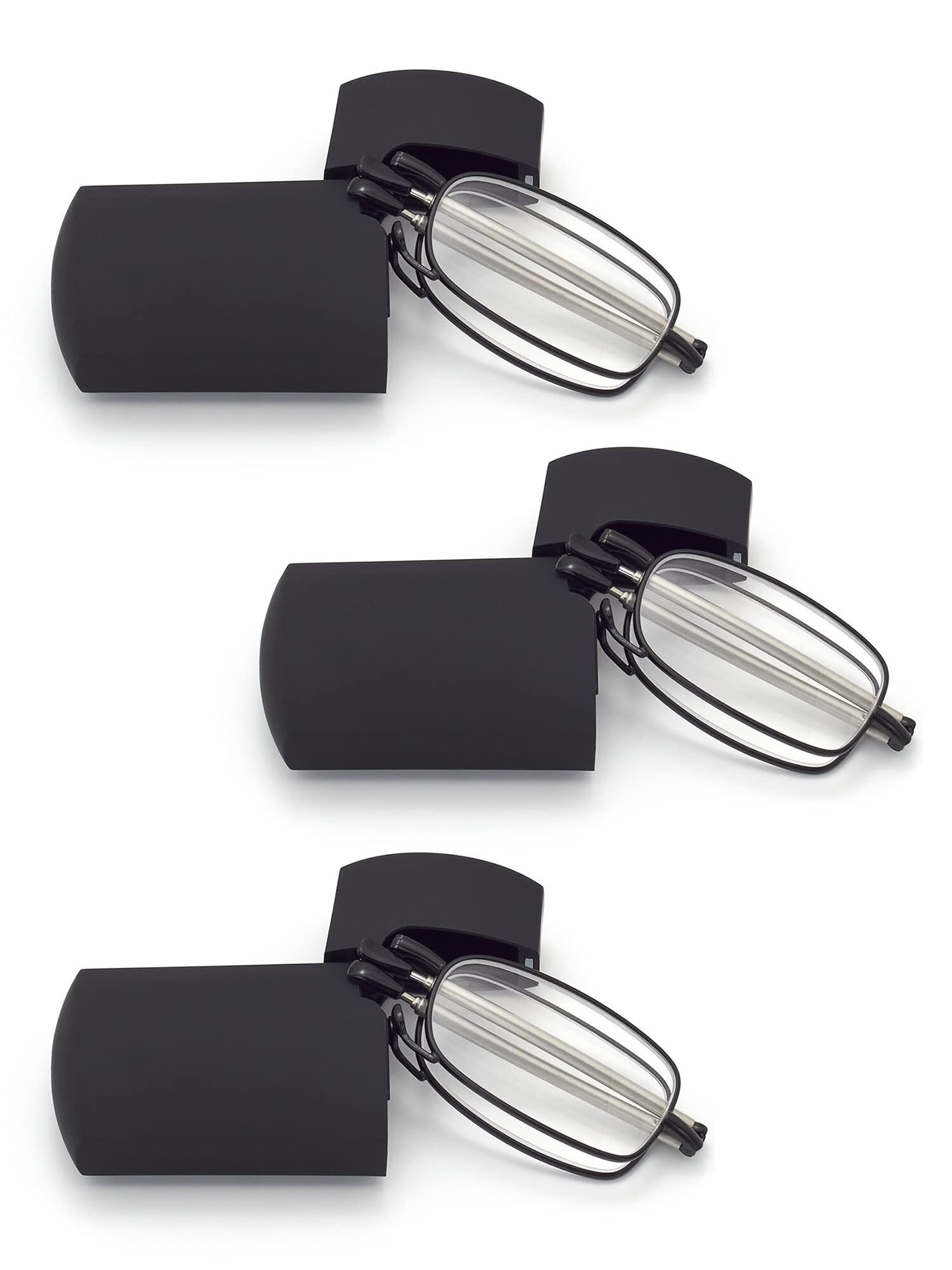 2-Pack Hard Cases Folding Reading Glasses, Pocket Wallet Purse Compact ...