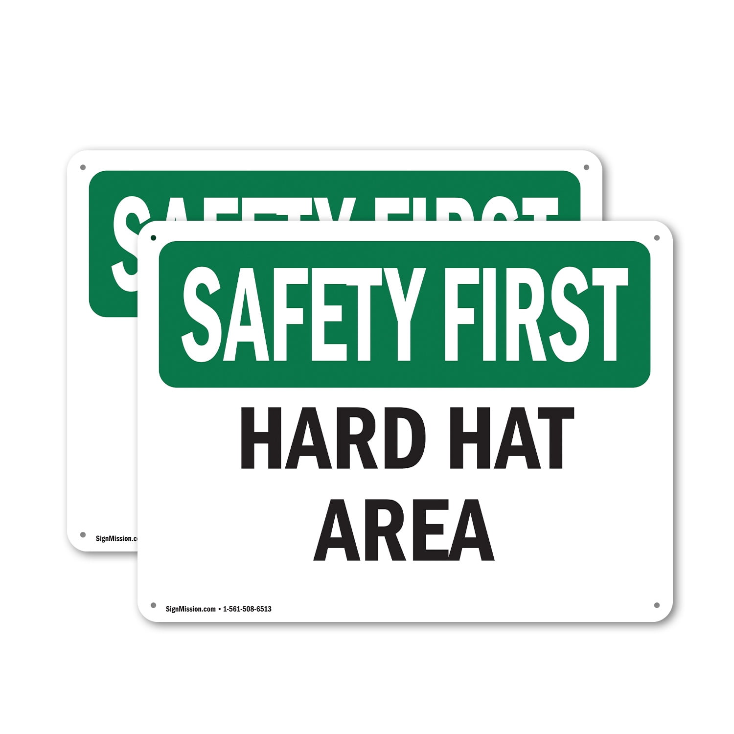 (2 Pack) Hard Hat Area OSHA Safety First Sign 14 Inch X 10 Inch Indoor ...