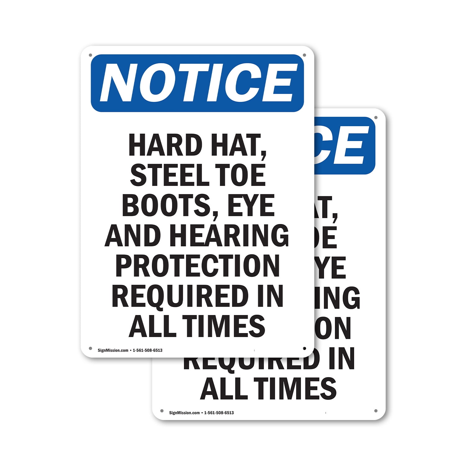 (2 Pack) Hard Hat Steel Toe Boots Eye OSHA Notice Sign 12 Inch X 18 ...