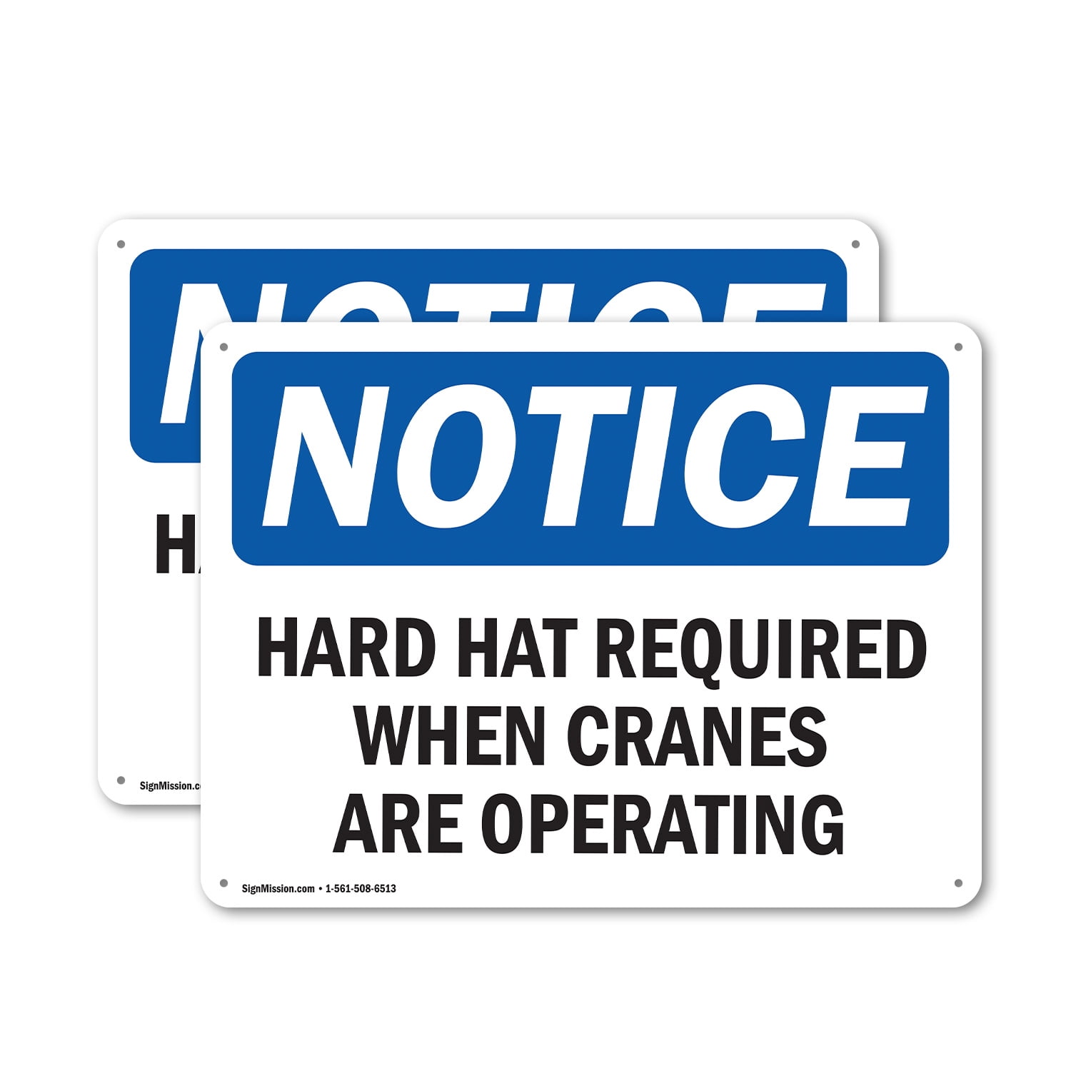 (2 Pack) Hard Hats Required When Cranes Are Operating OSHA Notice Sign ...