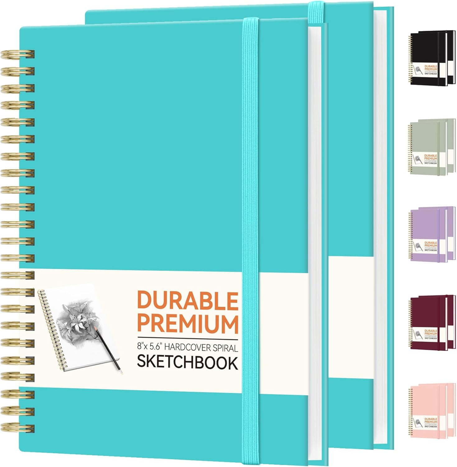 2 Pack Hardcover Spiral Notebook Sketchbook, 5.6"x8" Blank Plain Paper ...
