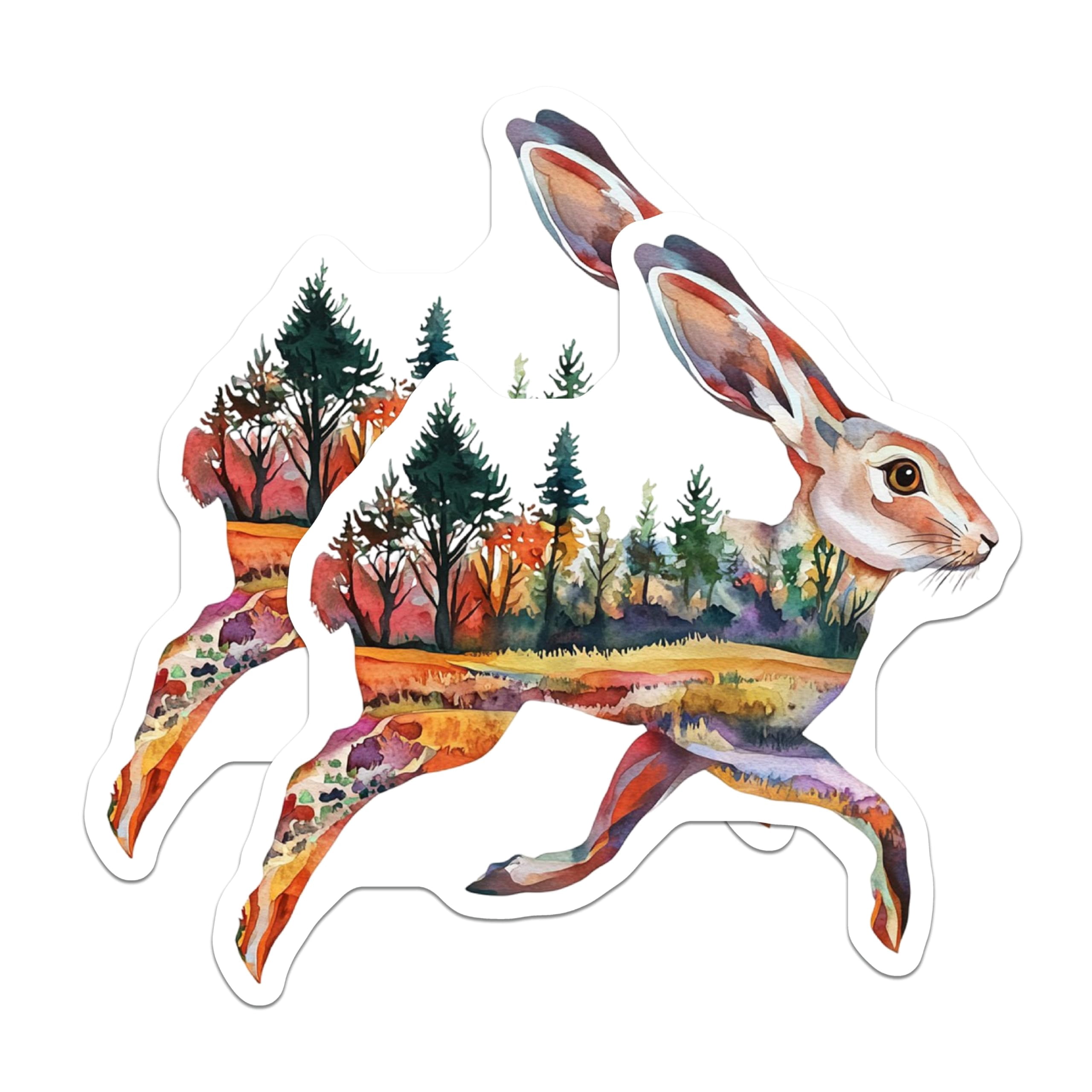 (2 Pack) Hare Magnets - Rabbit Refrigerator Magnets - Watercolor Art ...