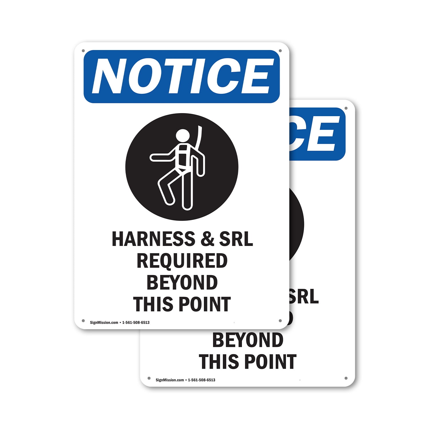 (2 Pack) Harness & SRL Required OSHA Notice Sign 12 Inch X 18 Inch ...