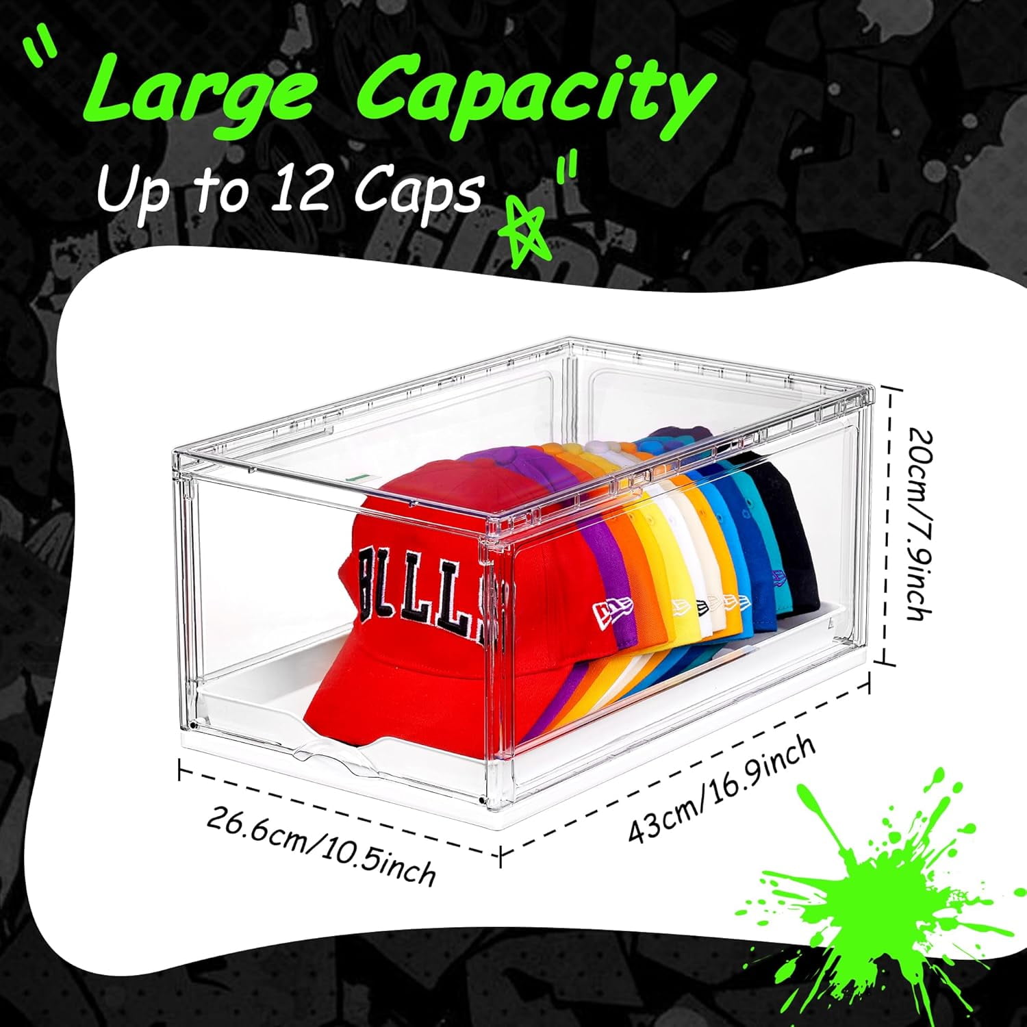 2 Pack Hat Organizer for Baseball Caps, Clear Hats Holder Box with ...