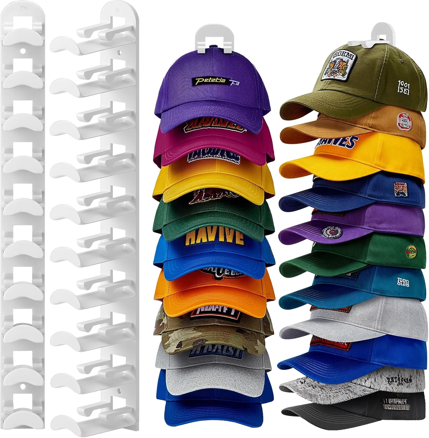 2 Pack Hat Organizer for Baseball Caps, Hat Rack for Wall Hold Up to 20 ...