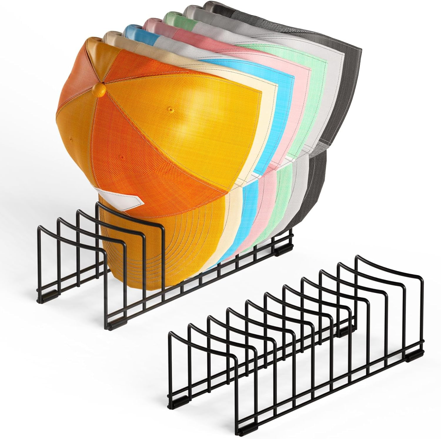 2 Pack Hat Organizer for Baseball Caps, Metal Hat Stand for 20 Baseball ...