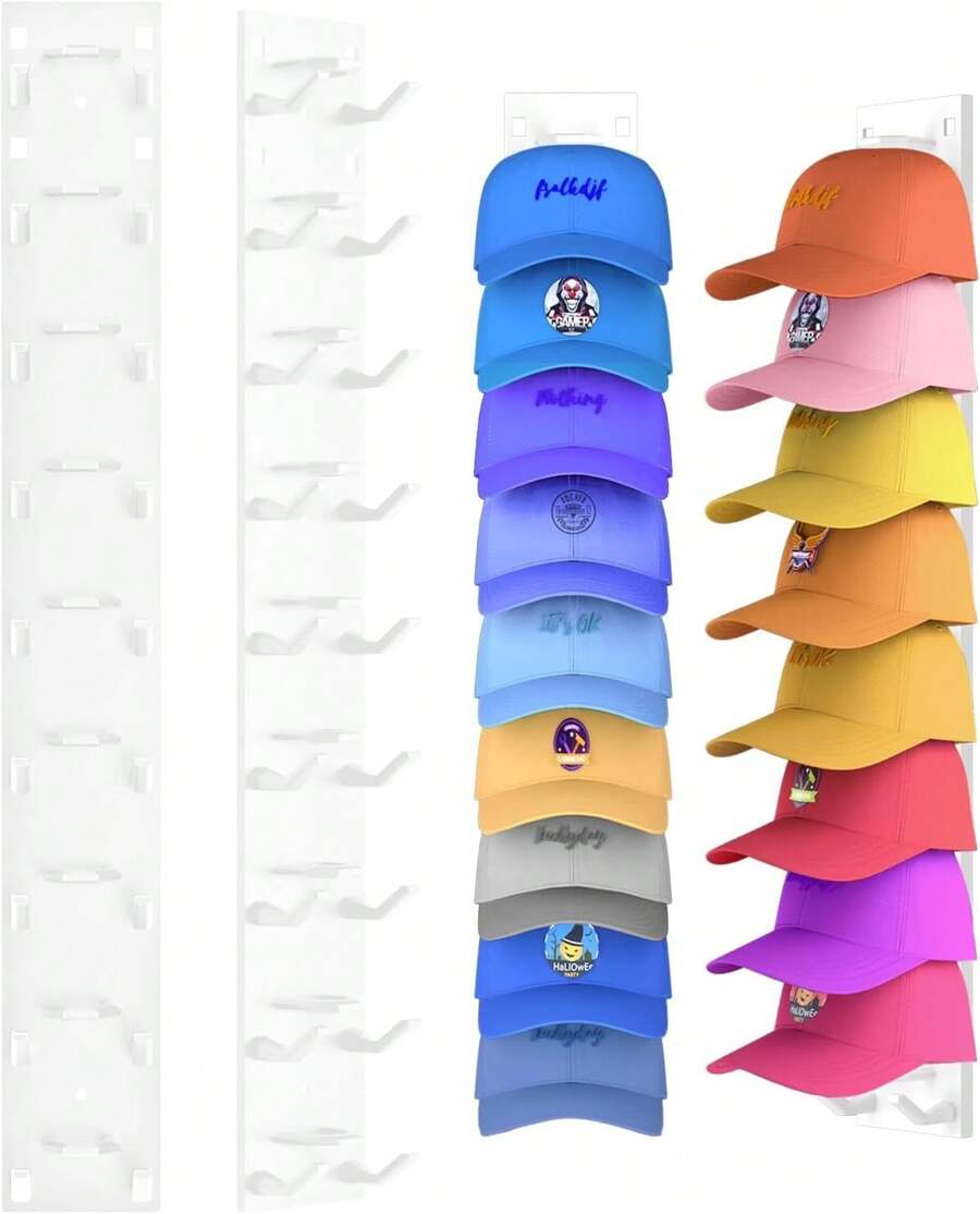 2 Pack Hat Organizer For Baseball Caps, Strong Adhesive Hat Rack For ...