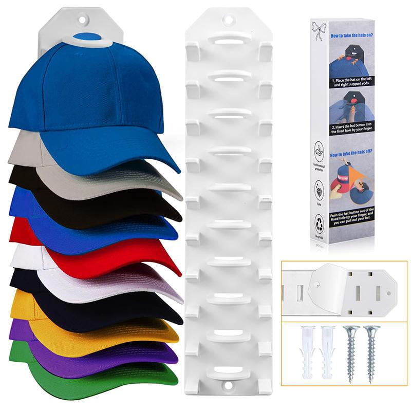 2 Pack Hat Organizer for Baseball Caps, Wall-mounted, Multi-layer Hat ...
