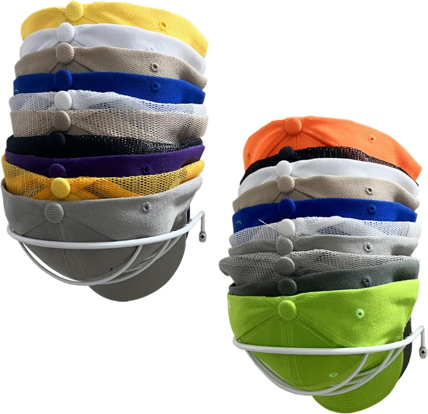 2-Pack Hat Racks for Wall Closet - Compact Hat Organizer for Baseball ...