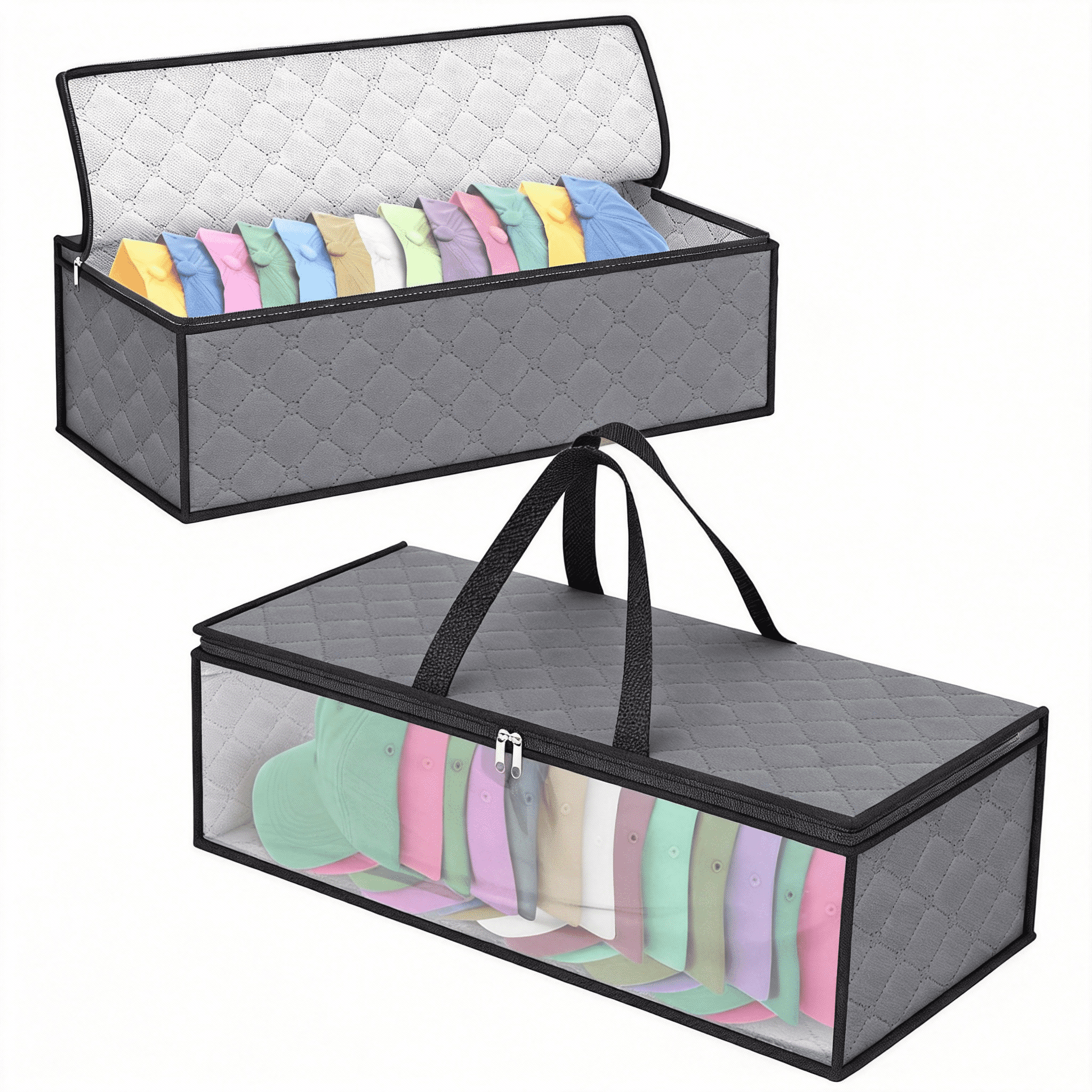 2 Pack Hat Storage Bag for Baseball, Caps Hat Organizer Case Hat Holder ...