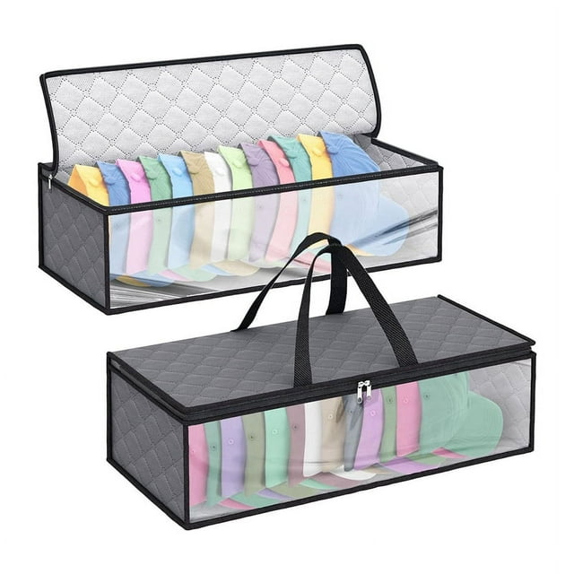 2 Pack Hat Storage Bag for Baseball, Caps Hat Organizer Case Hat Holder ...