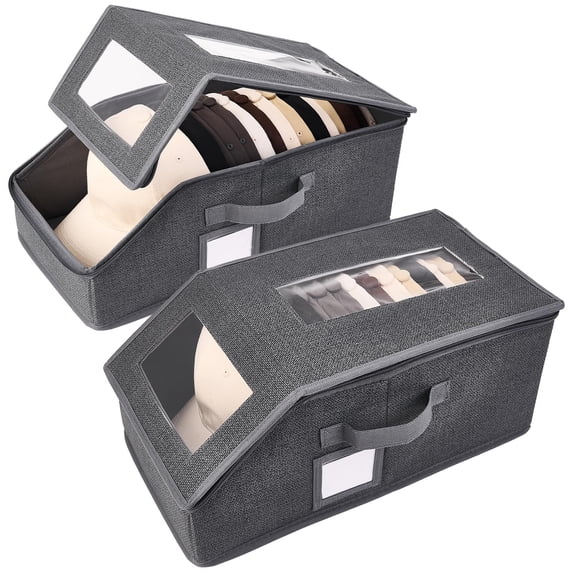 2 Pack Hat Storage for Baseball Caps, Hat Box with Clear View Window ...