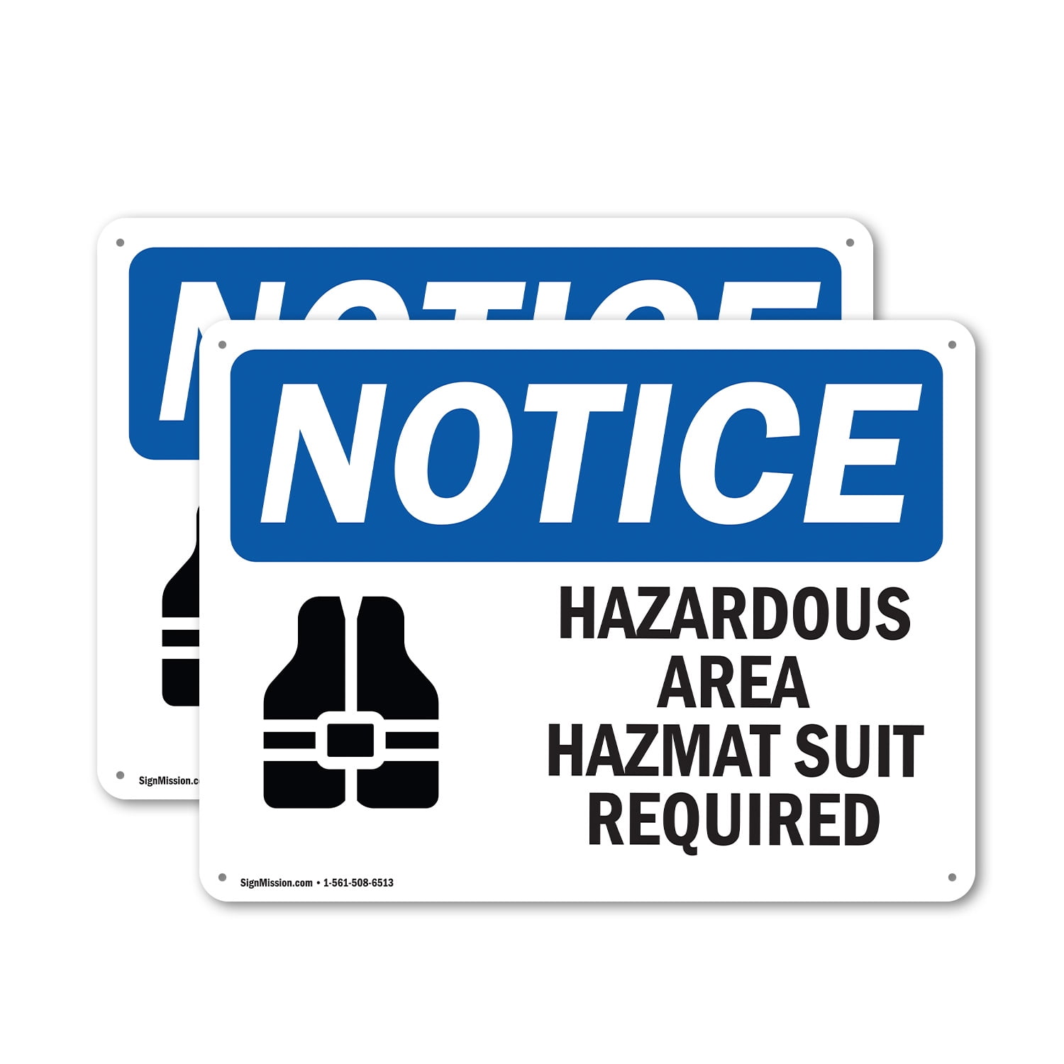 (2 Pack) Hazardous Area Hazmat Suit Required OSHA Notice Sign 14 Inch X ...