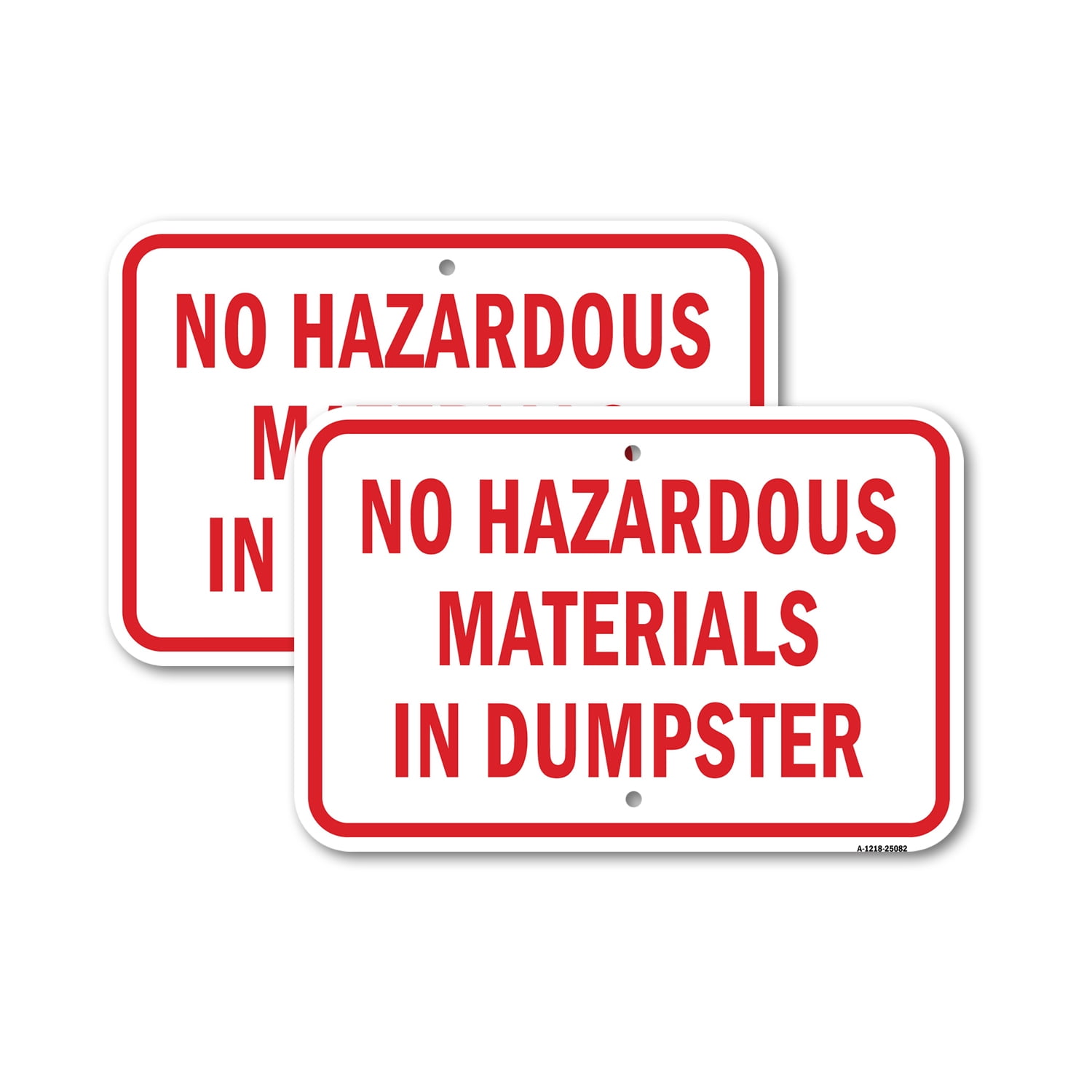 (2 Pack) No Hazardous Materials In Dumpster | 12" X 18" Heavy-Gauge ...