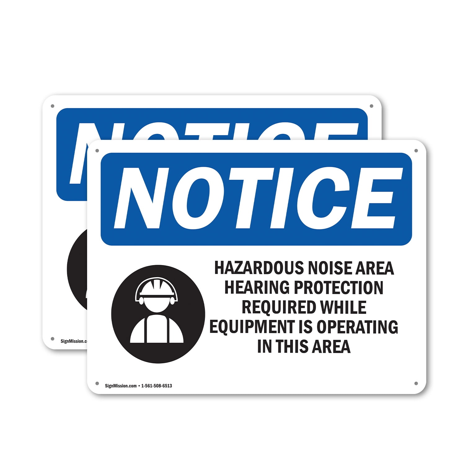 (2 Pack) Hazardous Noise Area Hearing OSHA Notice Sign 14 Inch X 10 ...