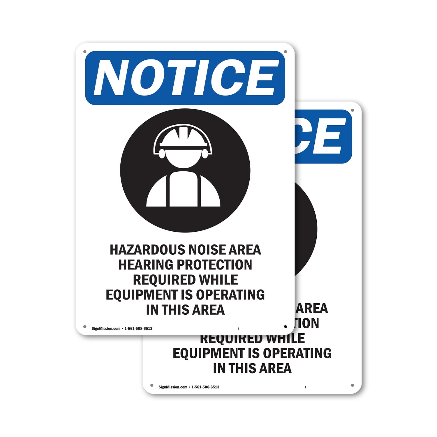 (2 Pack) Hazardous Noise Area OSHA Notice Sign 7 Inch X 10 Inch Indoor ...