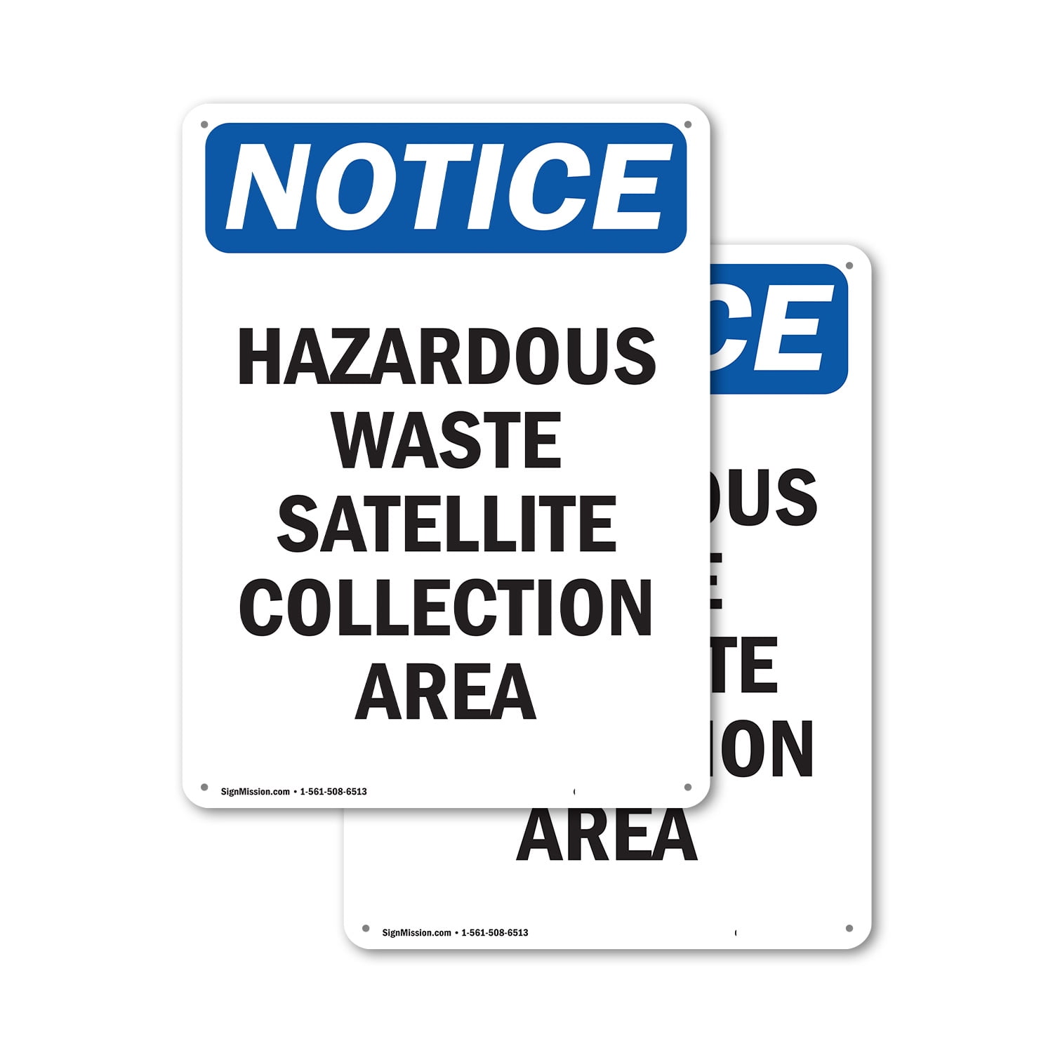 (2 Pack) Hazardous Waste Satellite Collection OSHA Notice Sign 10 Inch ...