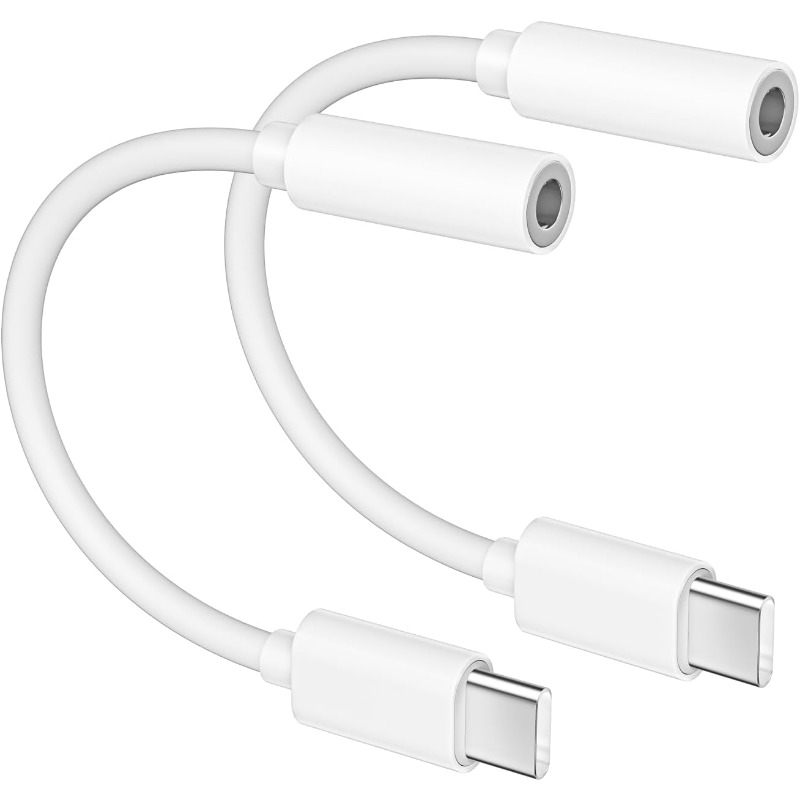 2 Pack Headphone Adapter for iPhone 15,USB Type C to 3.5mm Female ...