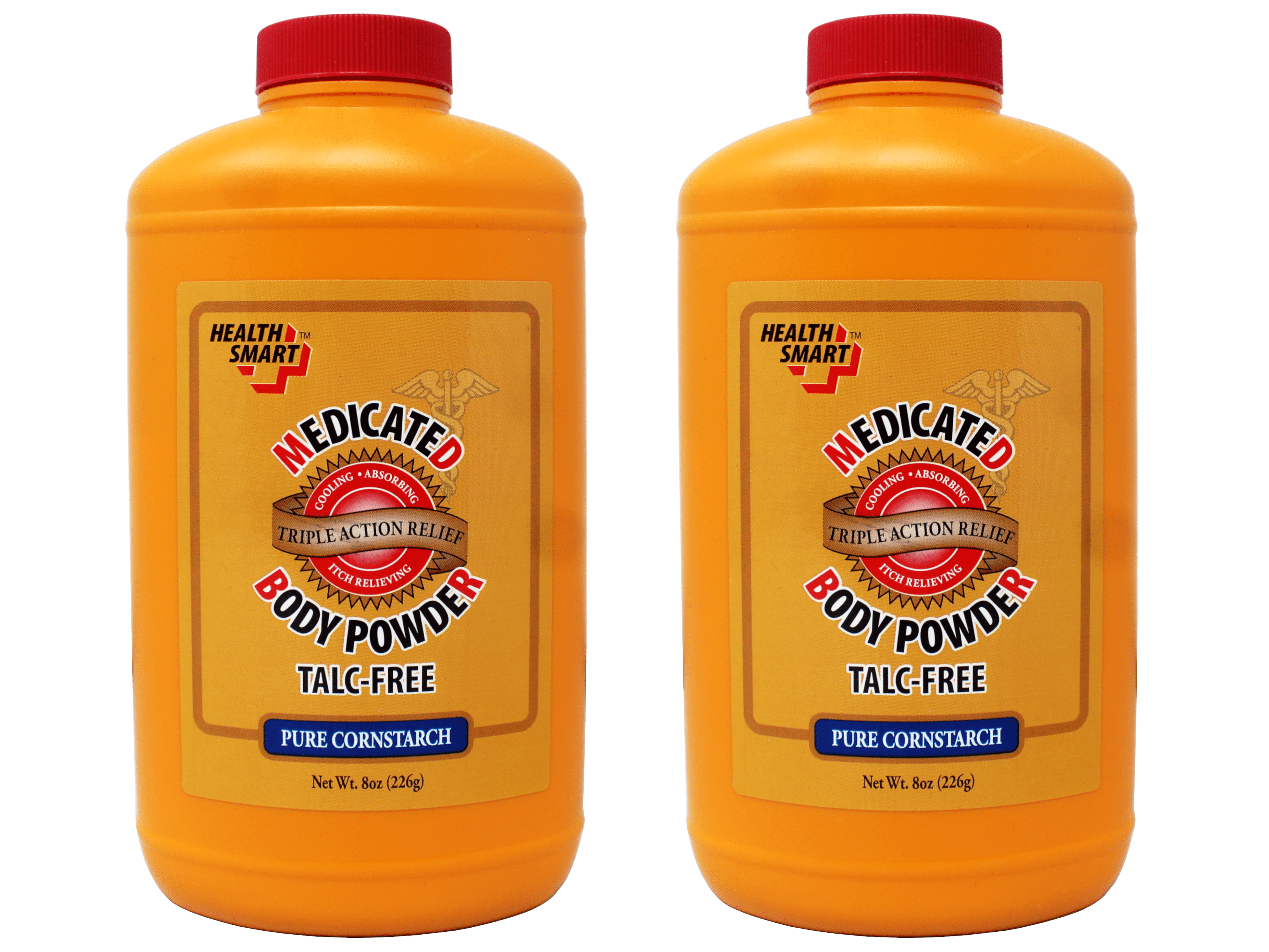 2 Pack - Health Smart Medicated Body Powder, Pure Cornstarch, Triple ...