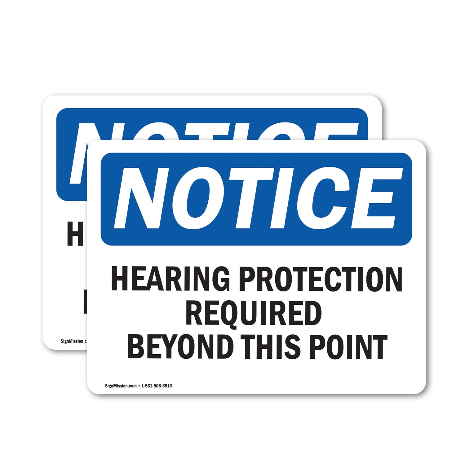 (2 Pack) Hearing Protection Required Beyond This Point OSHA Notice Sign ...