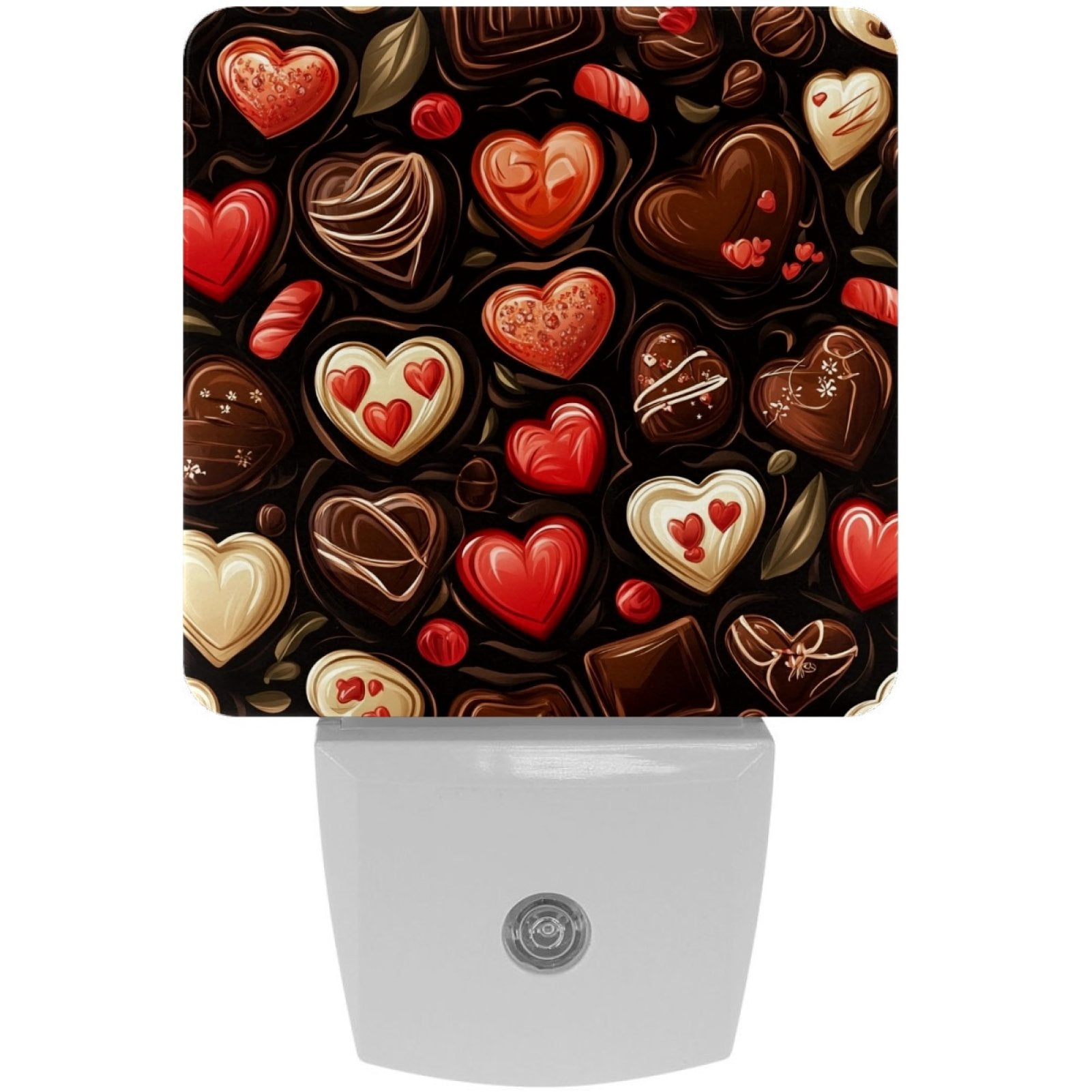2 Pack Heart Chocolate Square LED Night Light 0.5W Plastic Aisle Light ...