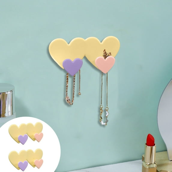 2-Pack Heart Shaped Multifunctional Hooks, No Trace Adhesive Double ...