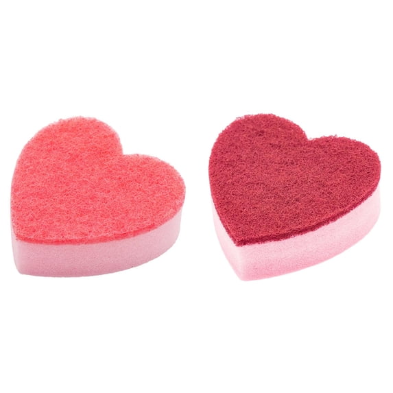 2-Pack Heart-Shaped Non-Scratch Scrub Sponge, Dual-Sided Soft and ...