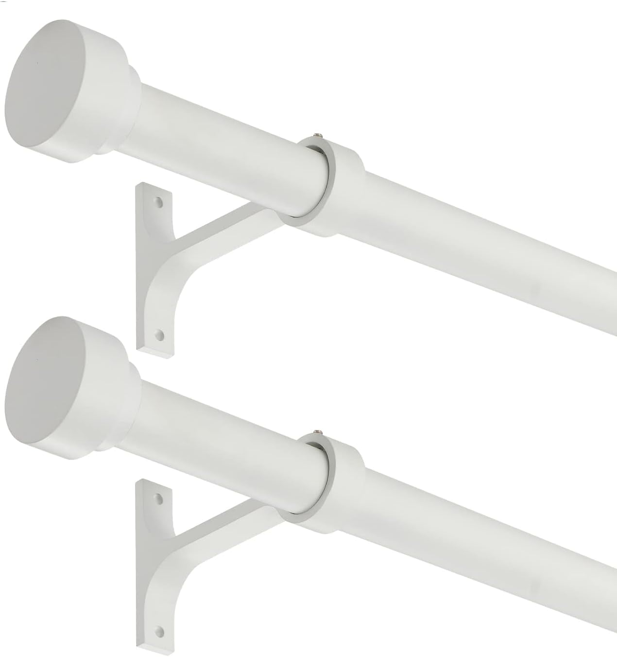 2 Pack Heavy Duty 1 Inch Diameter Single Curtain Rods 36-72” Adjustable ...