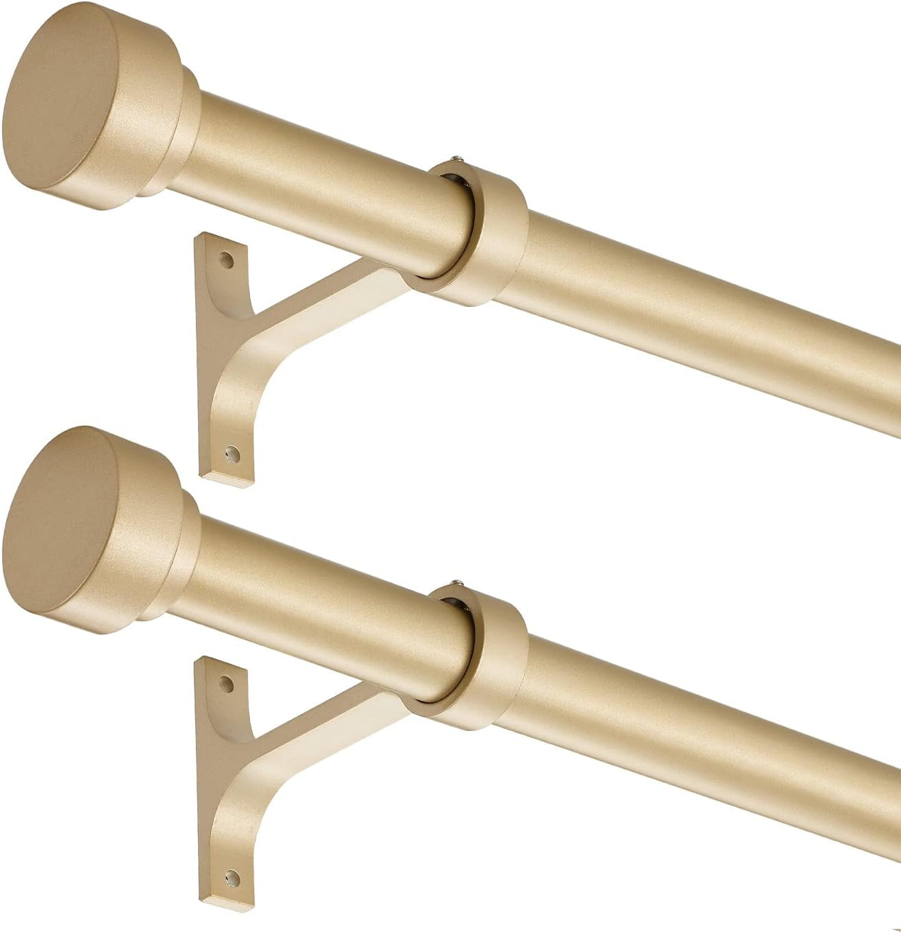 2 Pack Heavy Duty 1 Inch Diameter Single Curtain Rods 36-72” Adjustable ...