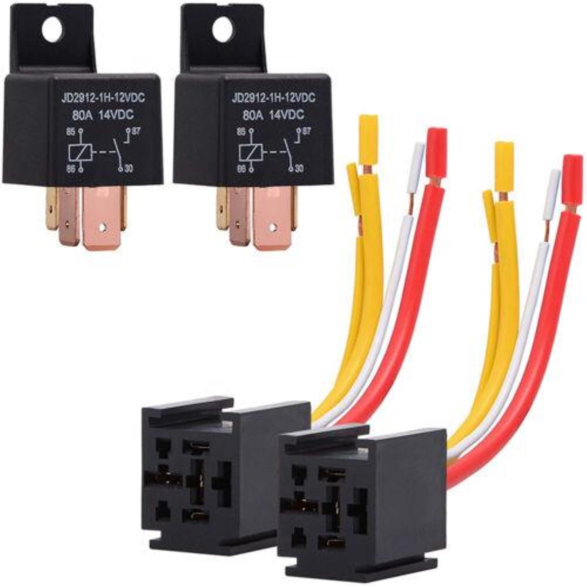 2 Pack Heavy Duty 12V 80A SPST 4-Pin Car Relays - DC Normal Open Relay ...