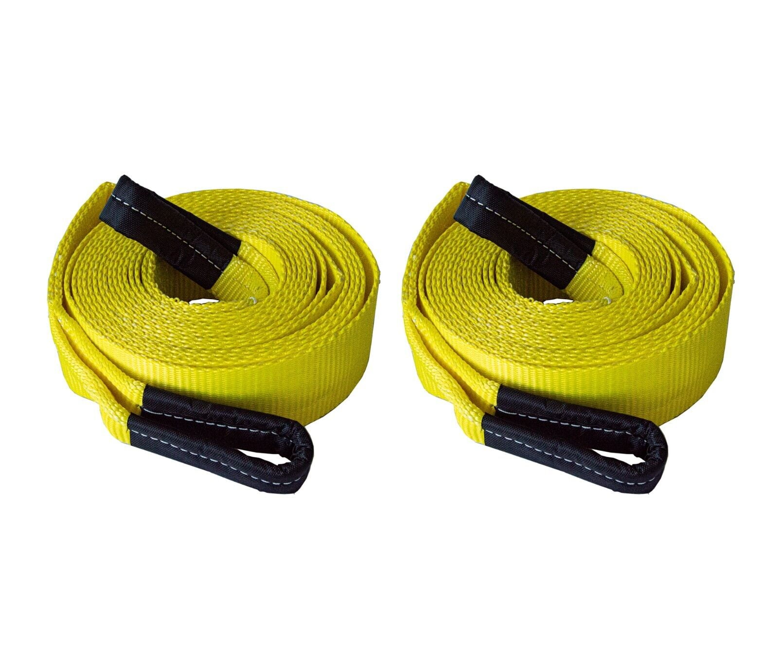 2 Pack Heavy Duty 4" x 20' Recovery Tow Strap with Protective Loop Eyes ...