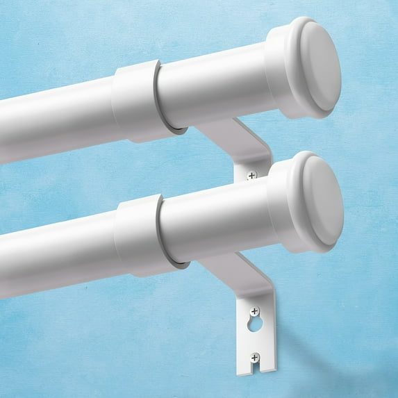 2 Pack Heavy Duty Adjustable Curtain Rods - Metal Window Drapes with ...
