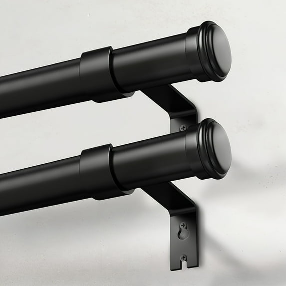 2 Pack Heavy Duty Adjustable Curtain Rods - Metal Window Drapes with ...