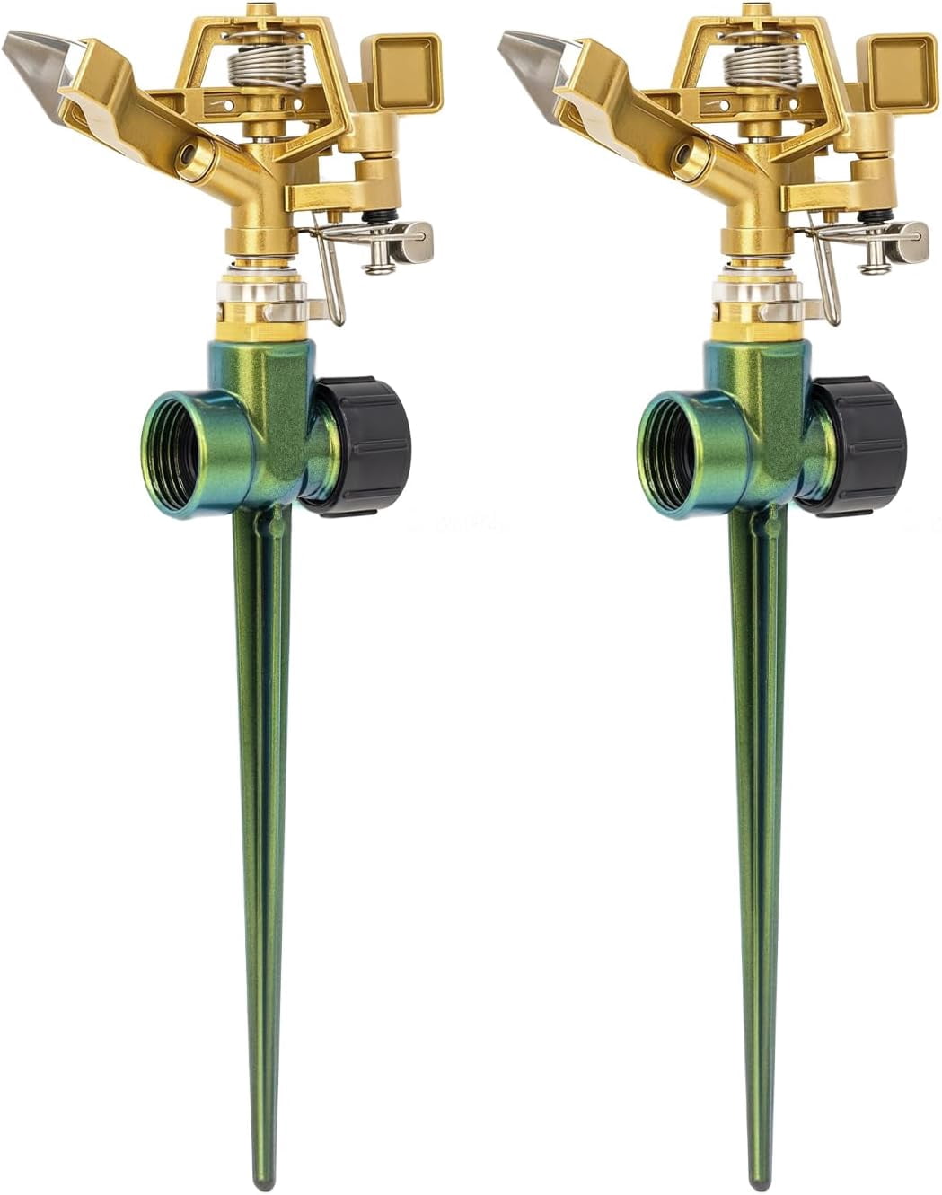 2 Pack Heavy Duty All-Metal Impact Sprinkler, Zinc Alloy Lawn Sprinkler ...