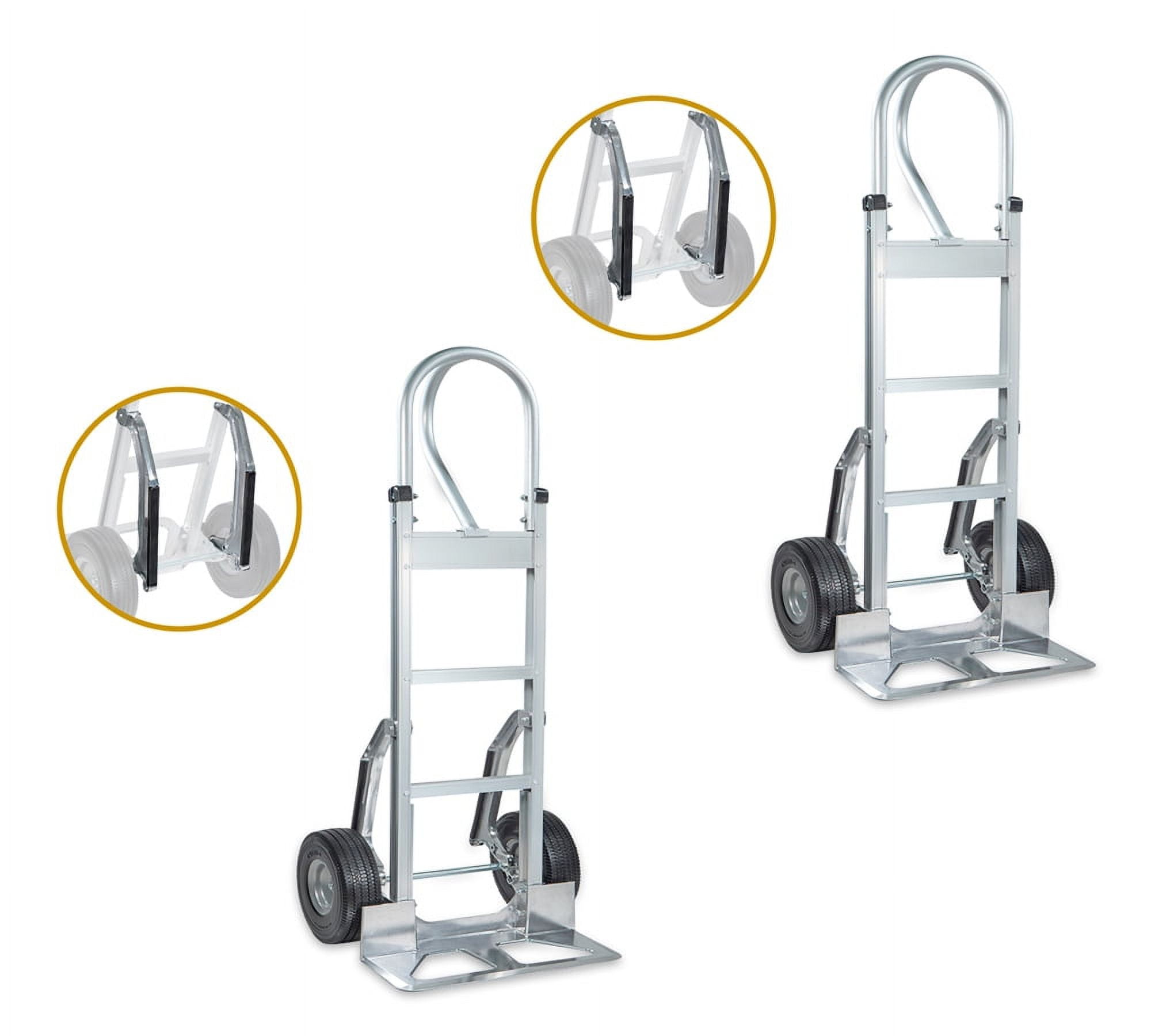 2 Pack 600 lbs Aluminum Hand Truck Heavy Duty Dolly with P Handle & 10 ...