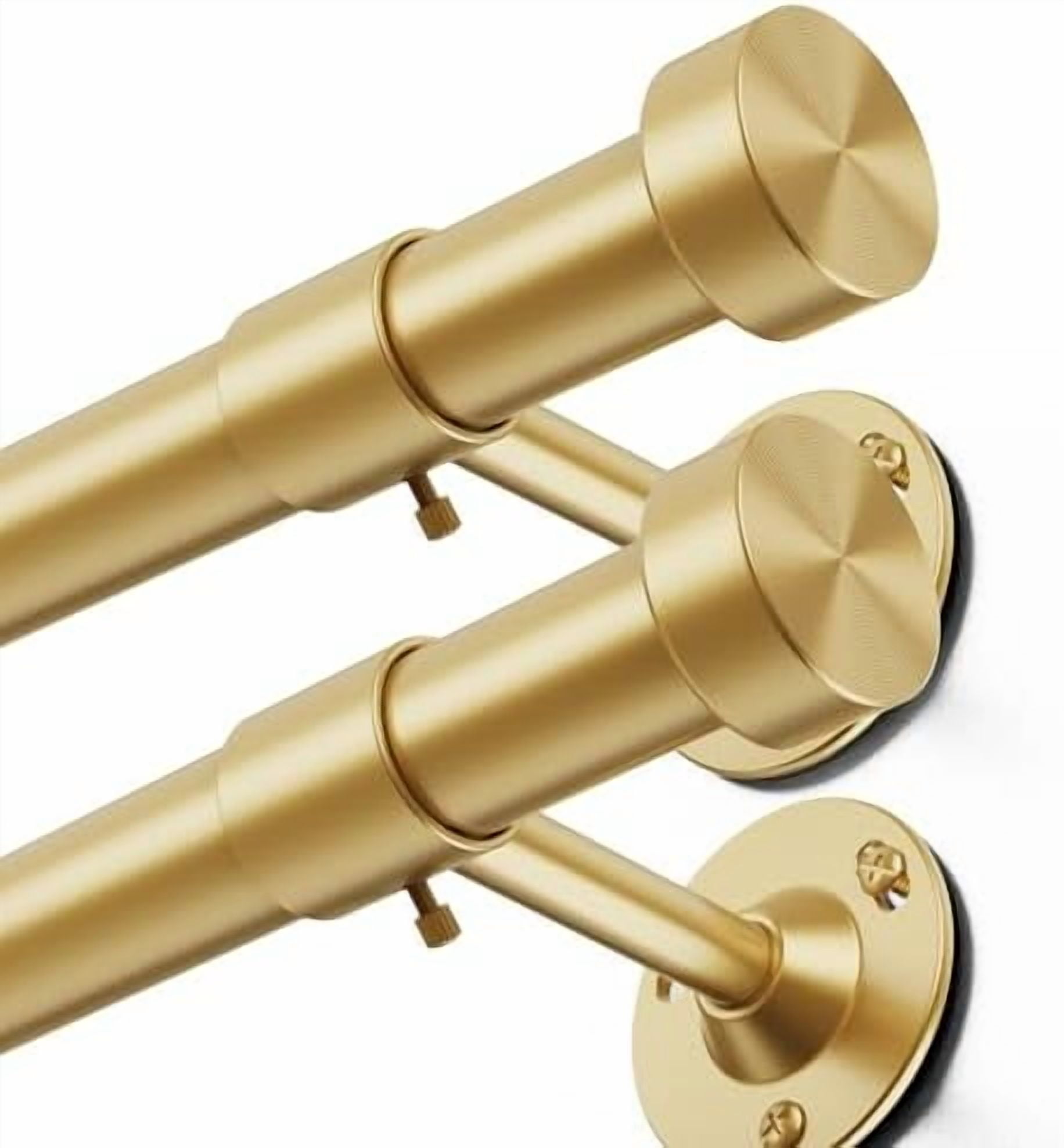 2 Pack Heavy Duty Curtain Rods 32-90 Inch, 1 Inch Gold Adjustable ...