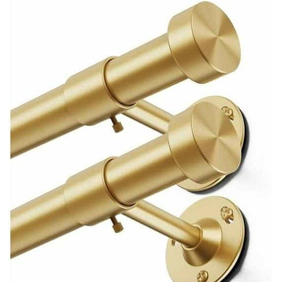 2 Pack Heavy Duty Curtain Rods 32-90 Inch, 1 Inch Gold Adjustable ...