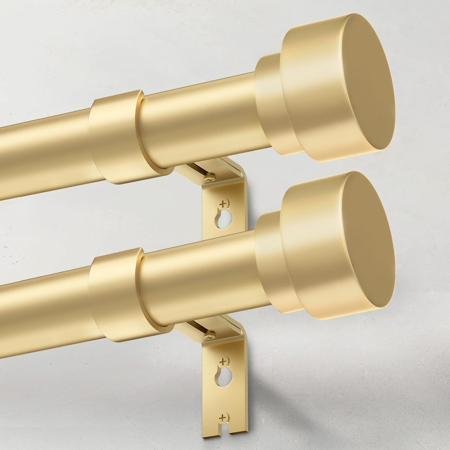 2 Pack Heavy Duty Curtain Rods for Windows 48 to 84 Inch, 1 Inch Gold ...